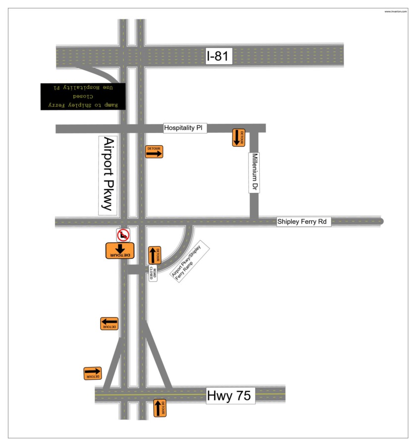 Paving Crew Closure Airport Pkwy to Shipley Ferry Ramp_1 – Kingsport, TN